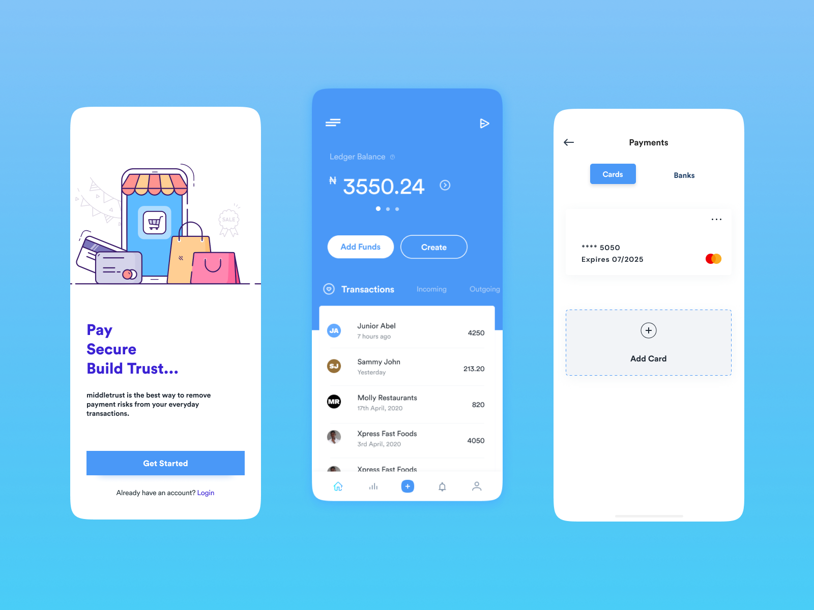 Finance App Design for Middletrust by Efe Ojadua on Dribbble