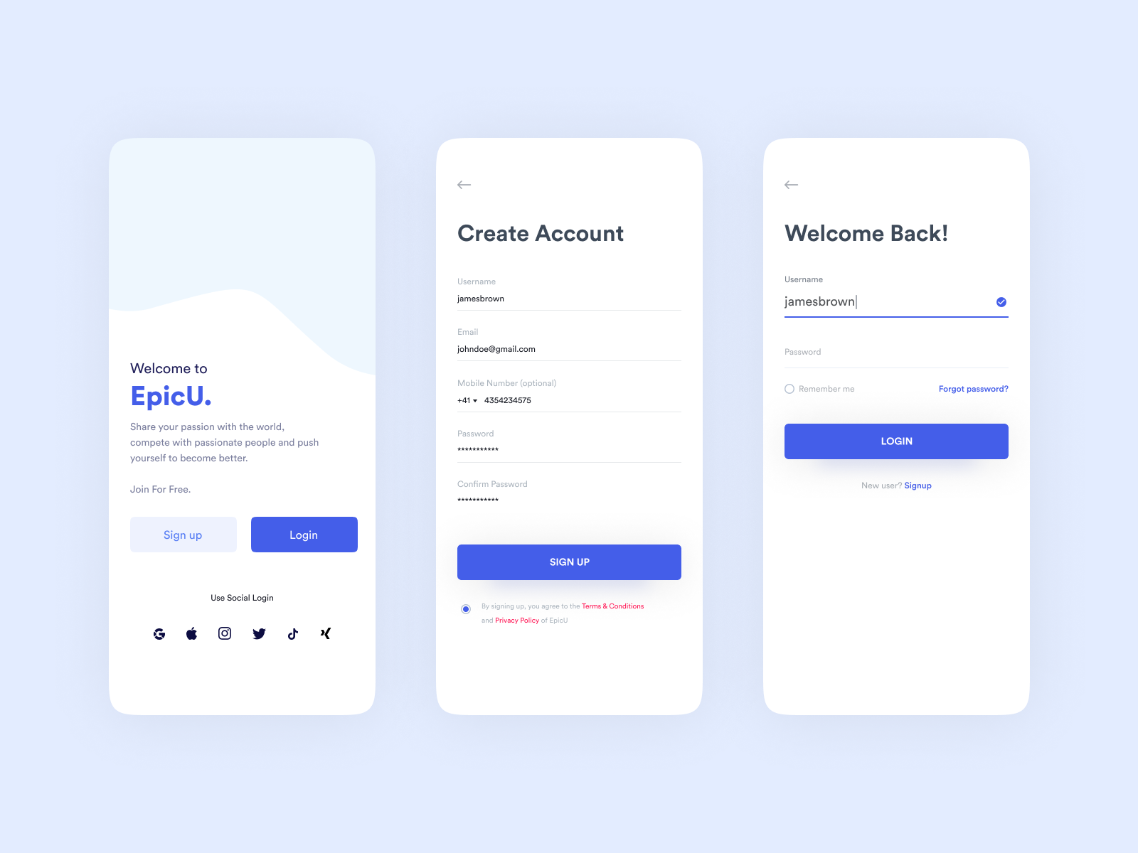 App screens for Epic by Efe Ojadua on Dribbble