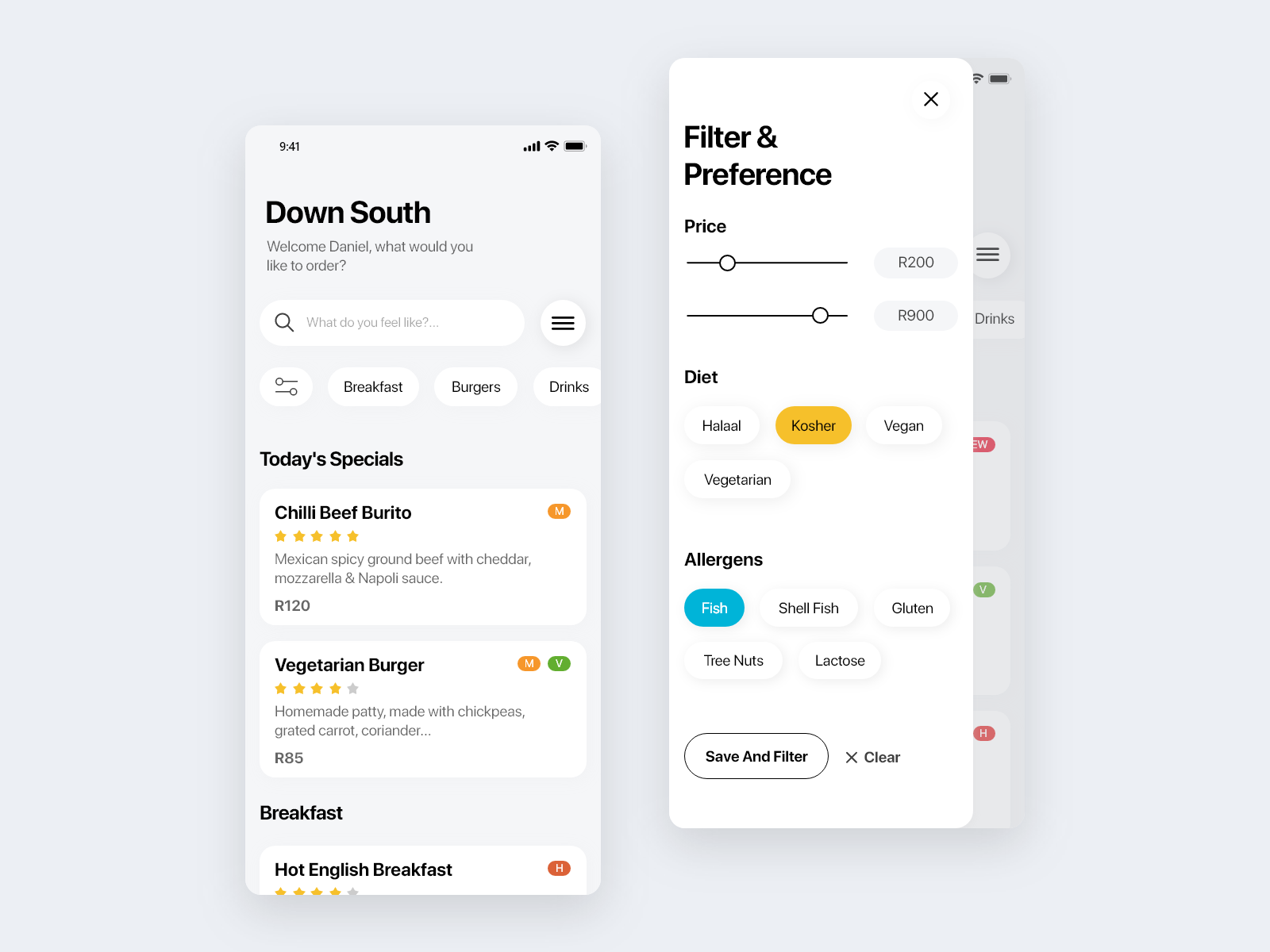 Virtual Menu App by Daniel Raubenheimer on Dribbble