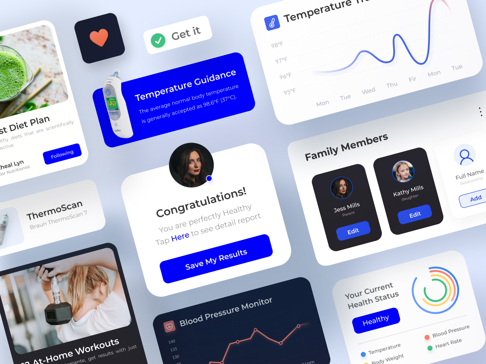 Interface Elements- Health Monitoring by Danni Li on Dribbble