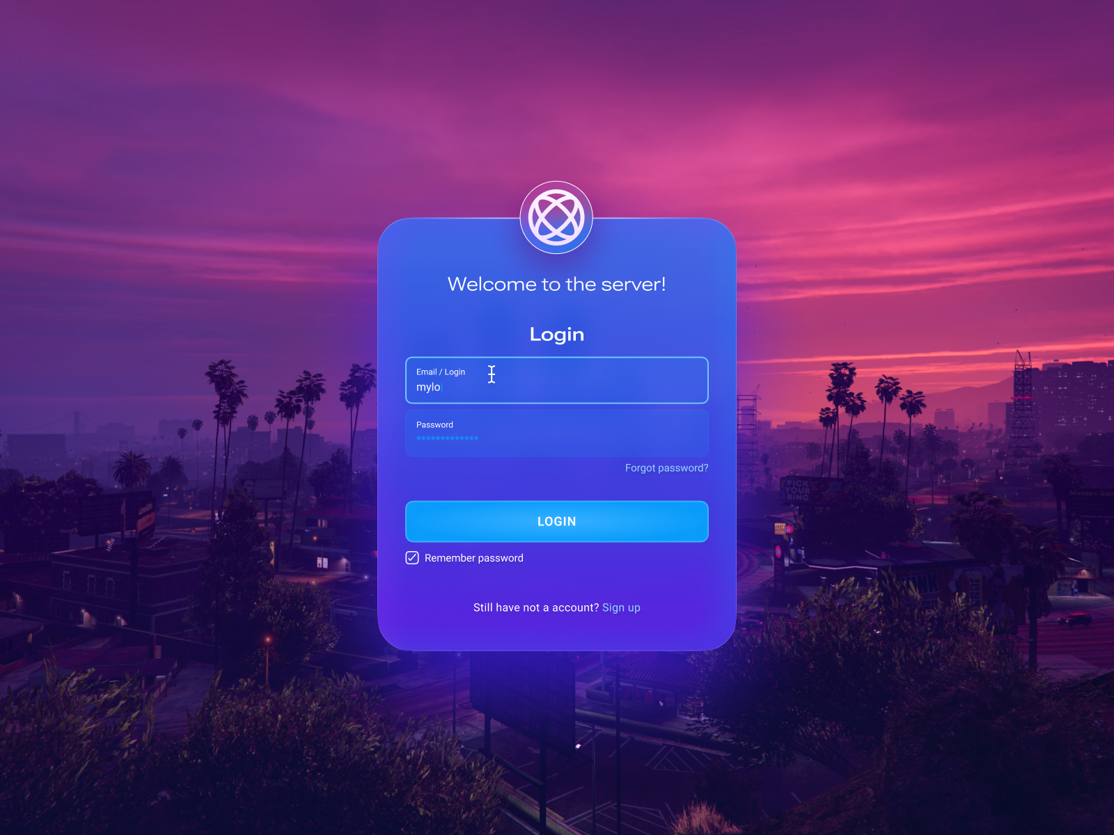 GTA 5 Online game Login ui by Valery Rabinovich on Dribbble