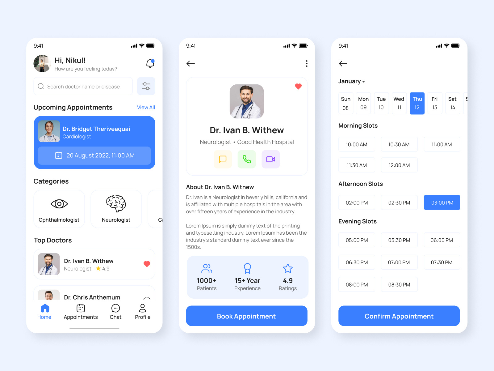 Doctor Book Appointment App UI by Nikul Kumbhani on Dribbble