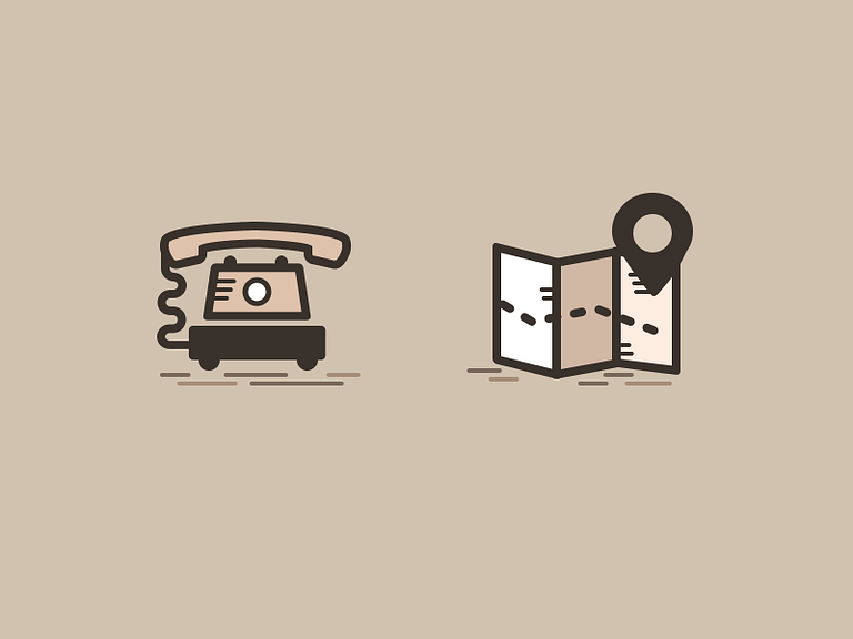 Icons: telephone + map by Julie Benhaïm on Dribbble