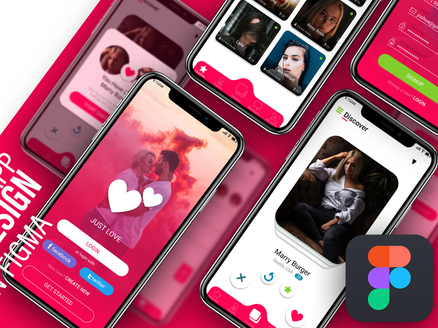 Figma UI Design Prototyping Tutorial Dating App UI Kit By 