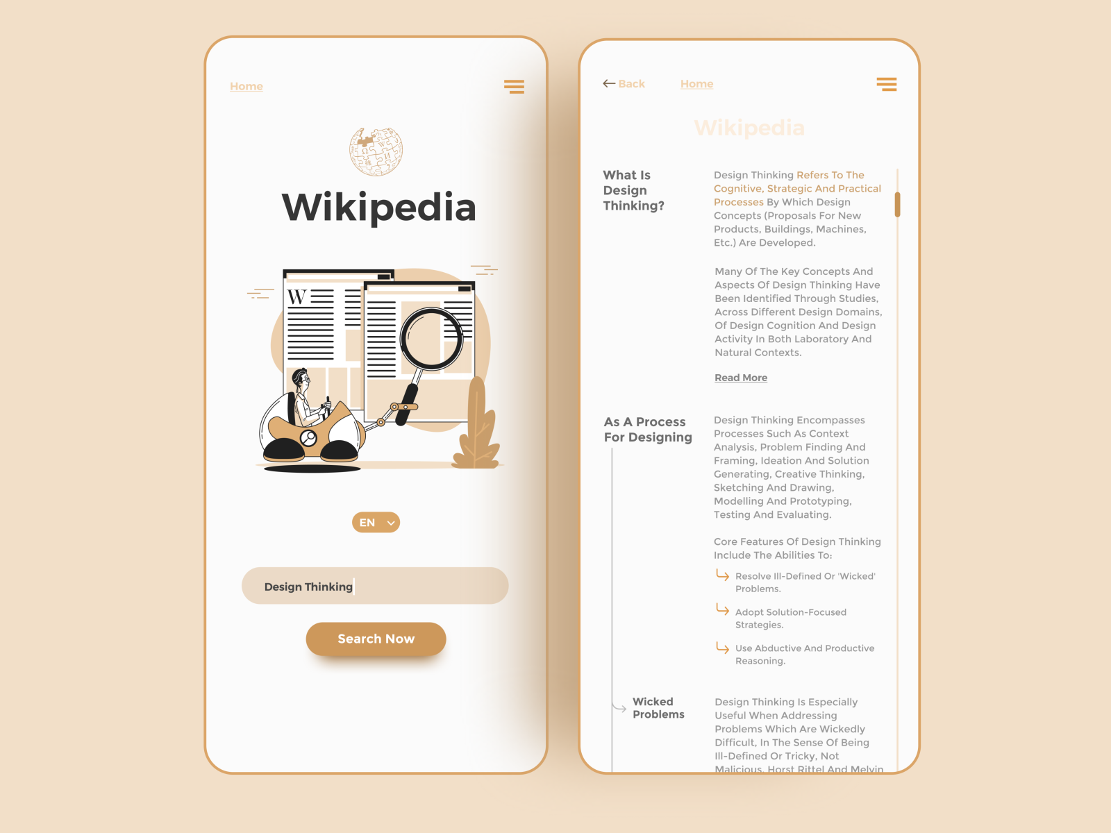 wikipedia landing page by Vrundar Patil on Dribbble