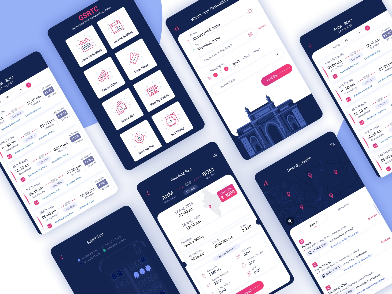Bus Booking Mobile App UI by Vandna Suthar on Dribbble