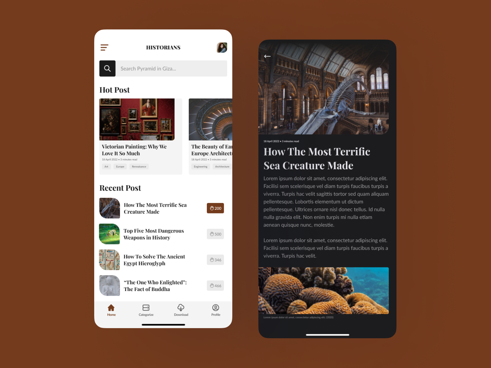 Historians 🧠 | History theme Blog UI App Design by Maulana Rifky ...