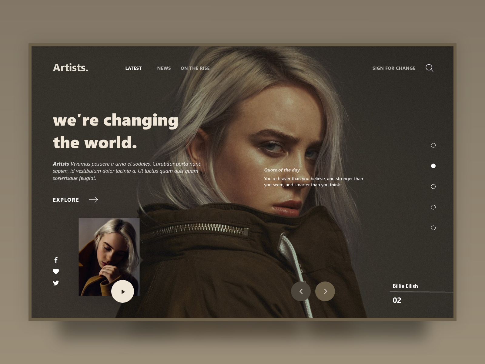 Artist Showcase Website Design Concept by Hooria Ishtiaq on Dribbble