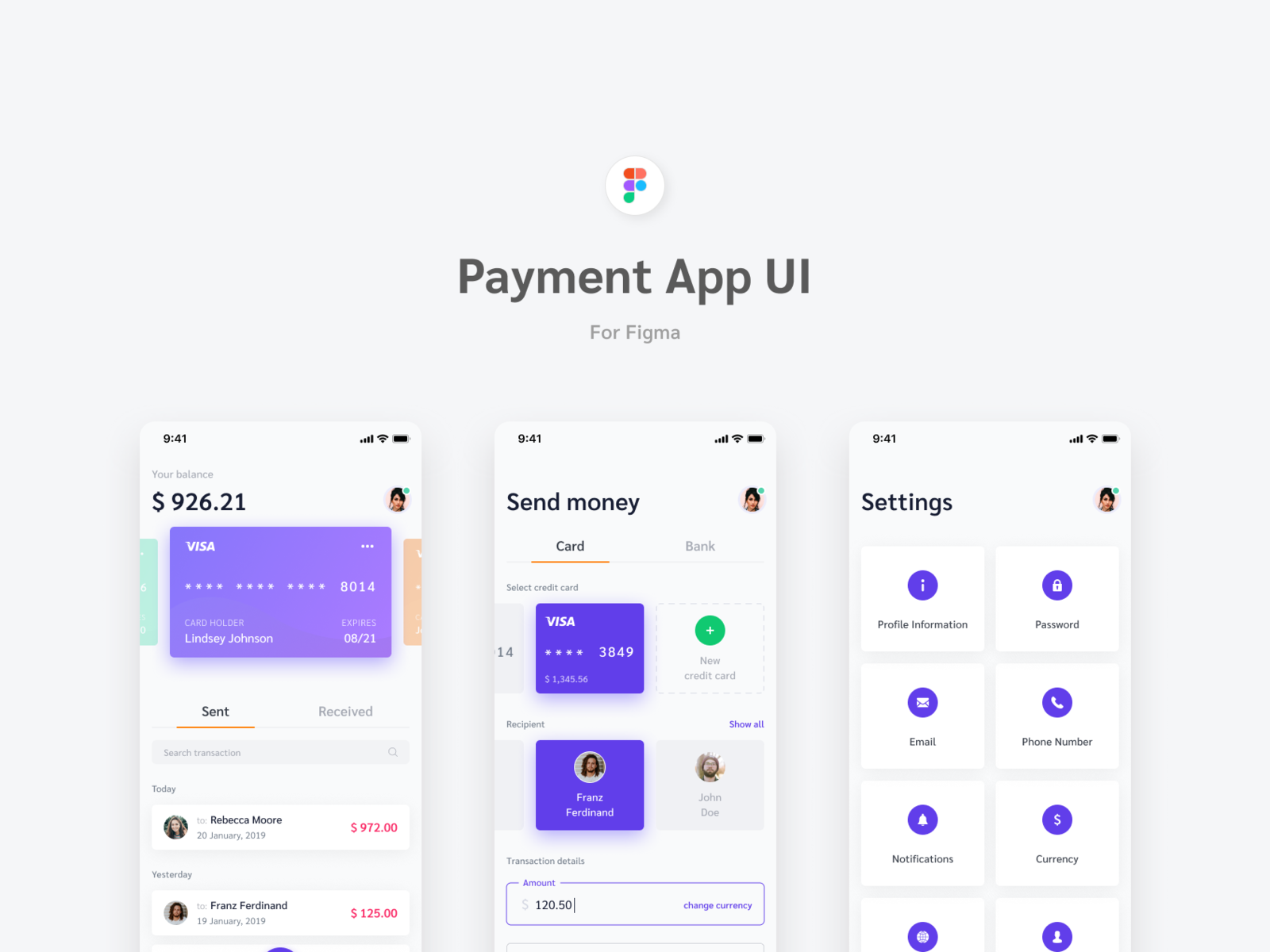 Payment App UI for Figma - Freebie by SaaS Design on Dribbble
