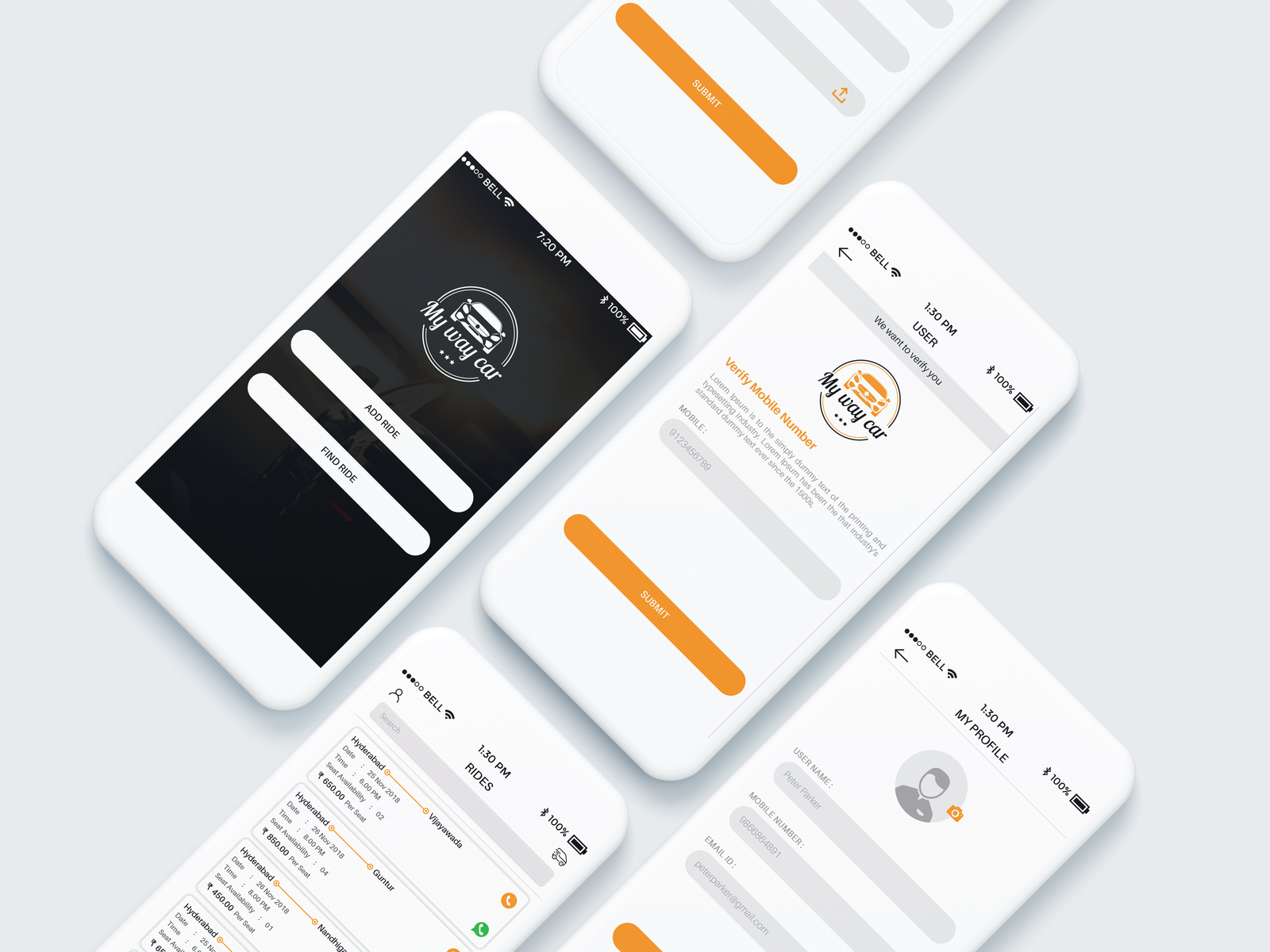 My Way Cars App by Srikanth Dorola on Dribbble