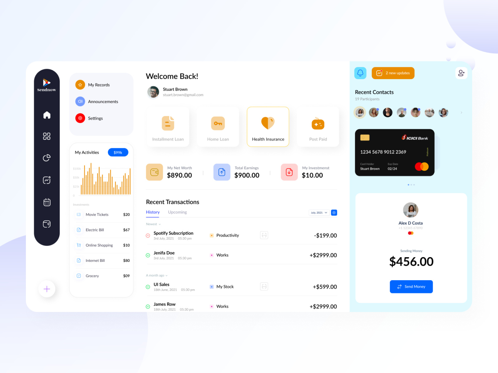 Sendnow_Dashboard_View by Design Block on Dribbble