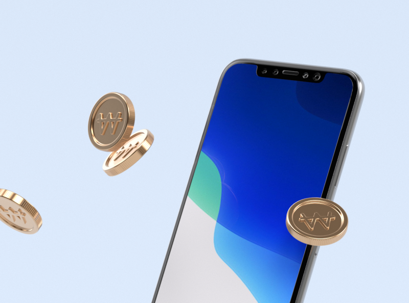 iPhone with coins by Sue on Dribbble