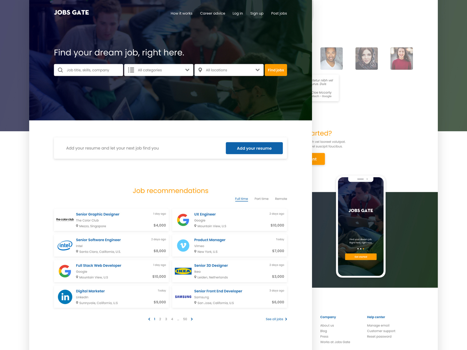 Job Portal Landing page by Thao Phan on Dribbble