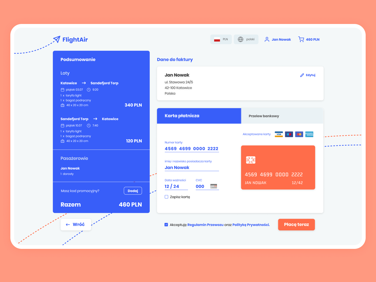 Flight booking concept - checkout page by Gosia Sobczyk on Dribbble