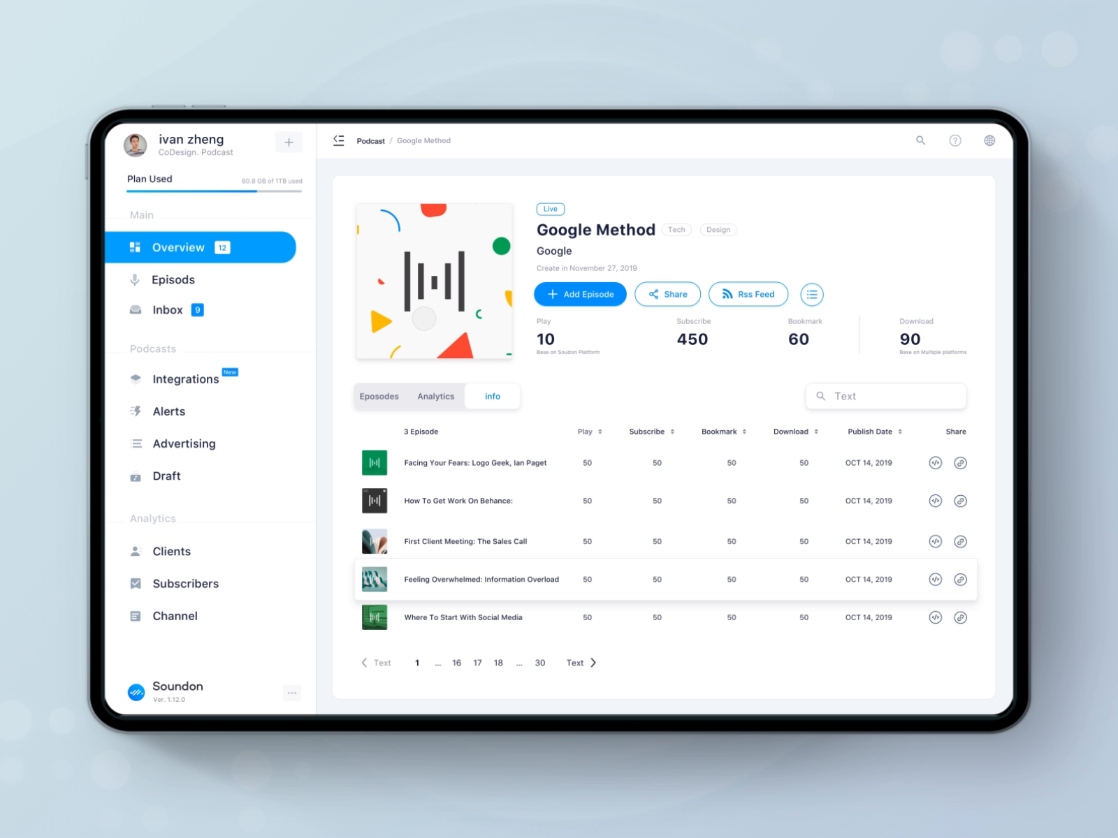 Soundon Hosting Dashboard Sidebar Animation by ivan Zheng for Co Design ...