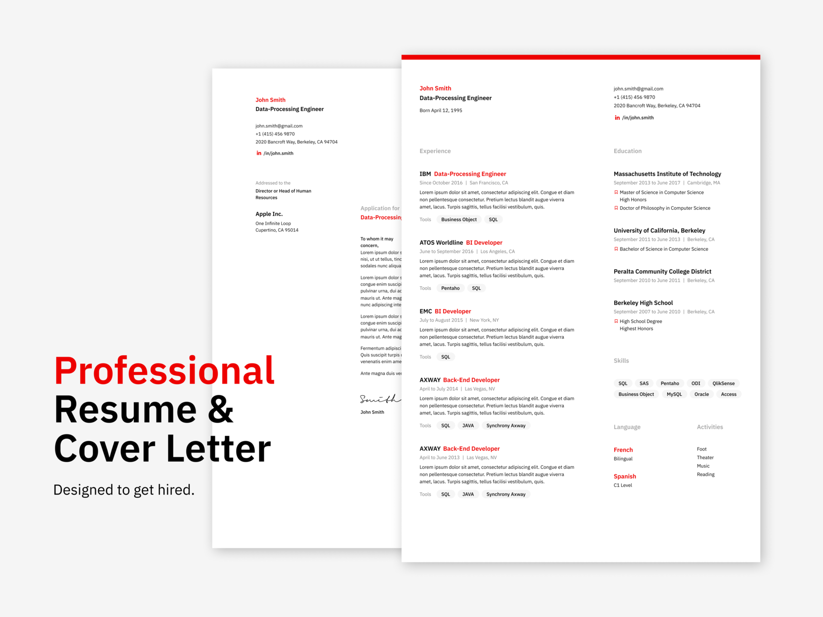 Resume & Cover Letter Design by Katheleen on Dribbble