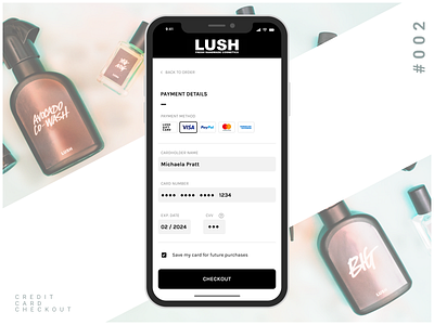 #002 Credit Card Checkout | LUSH by Erika Tamashiro on Dribbble