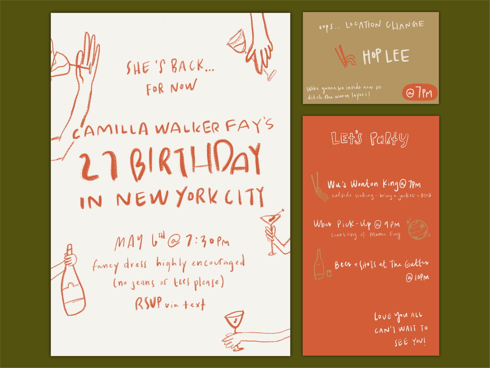 Boozy Birthday Invite by Corinne Green on Dribbble