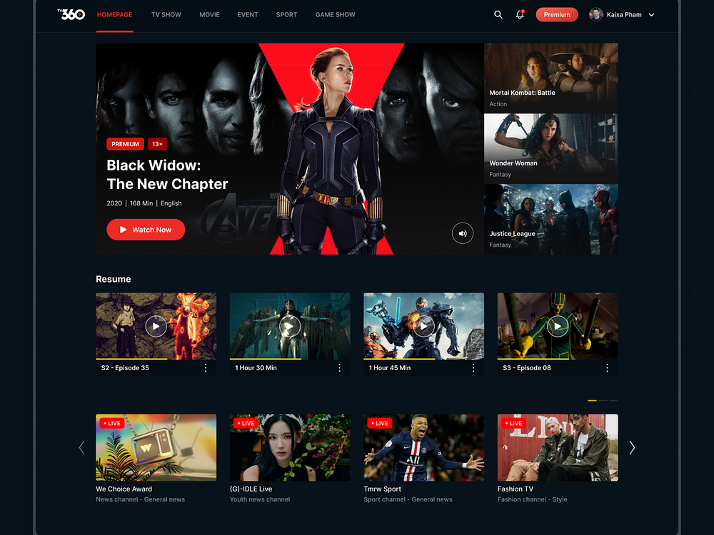 TV360 - Entertainment Application by tmrw. on Dribbble