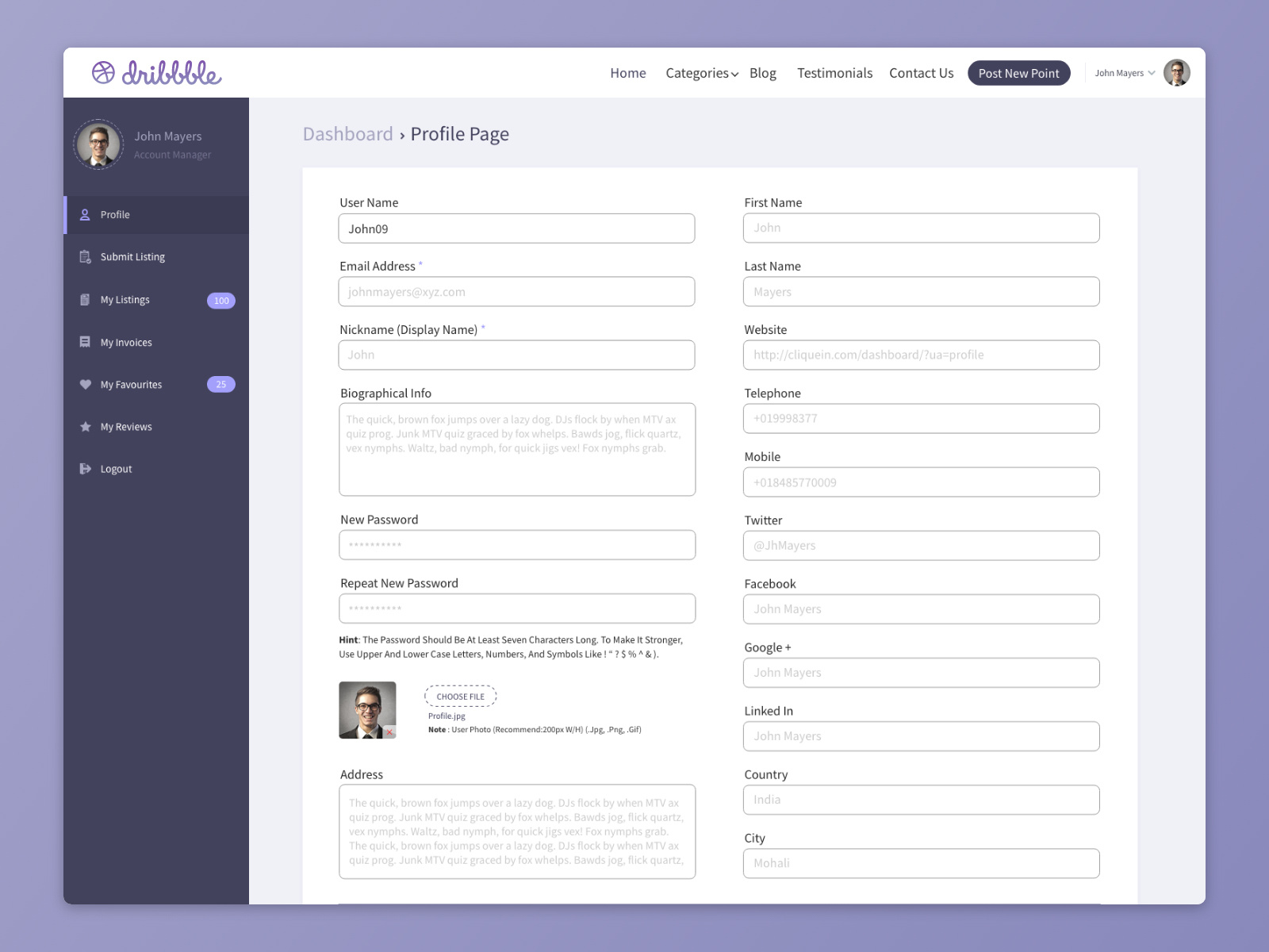 Dashboard Profile by JENISH DEDAKIYA on Dribbble