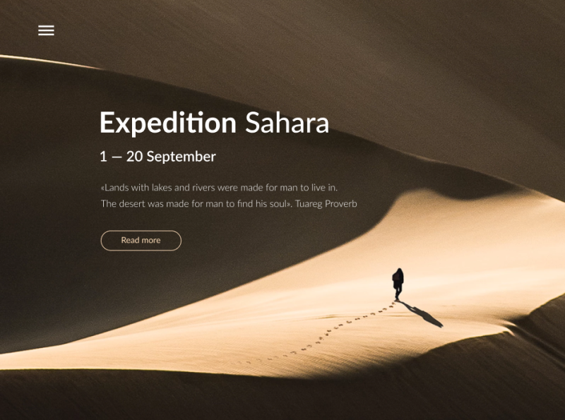 Banner for travel expedition to Sahara by Dmytro Khomenchuk on Dribbble