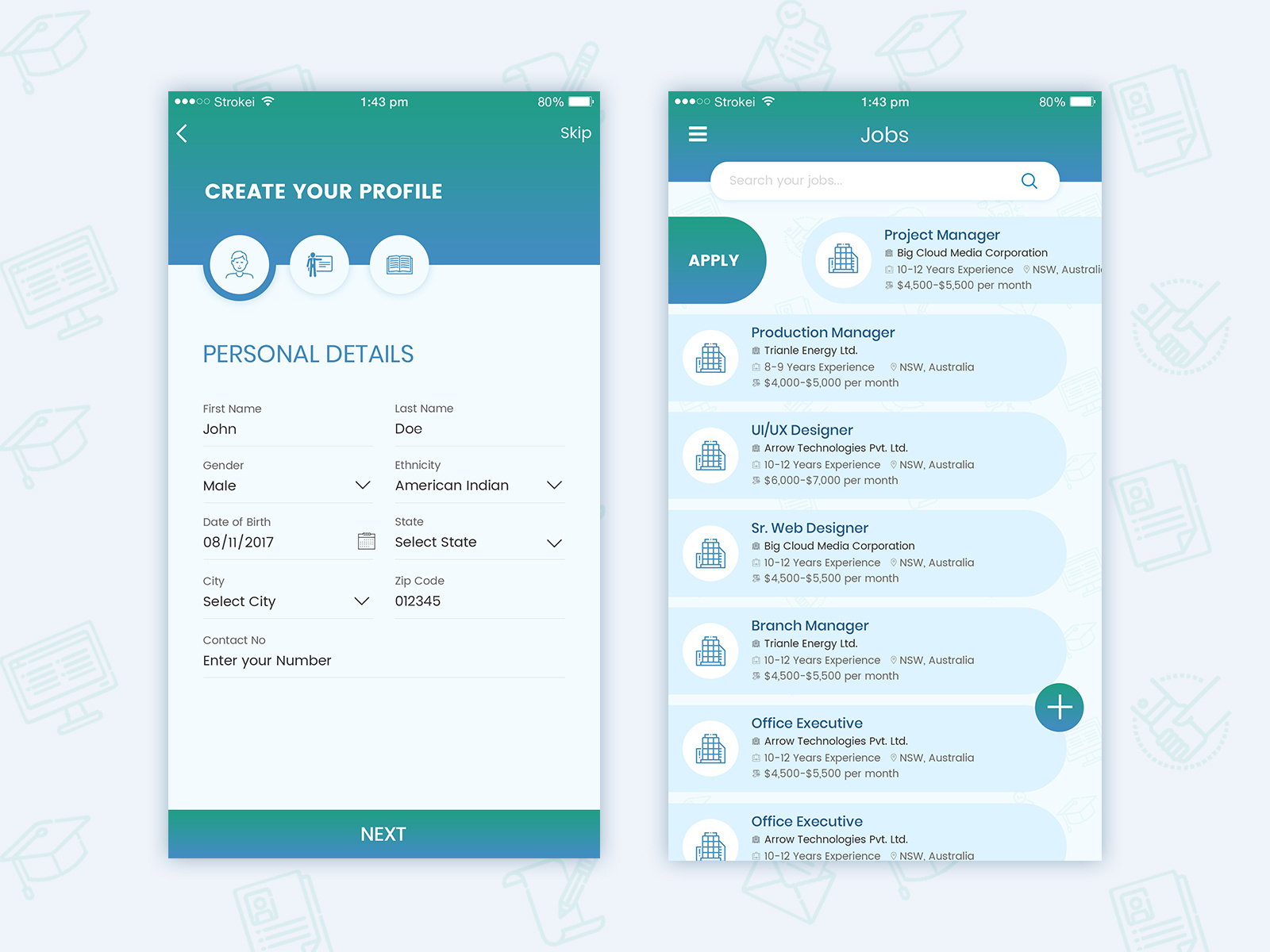 Job Application Screens by Ketan Darji on Dribbble