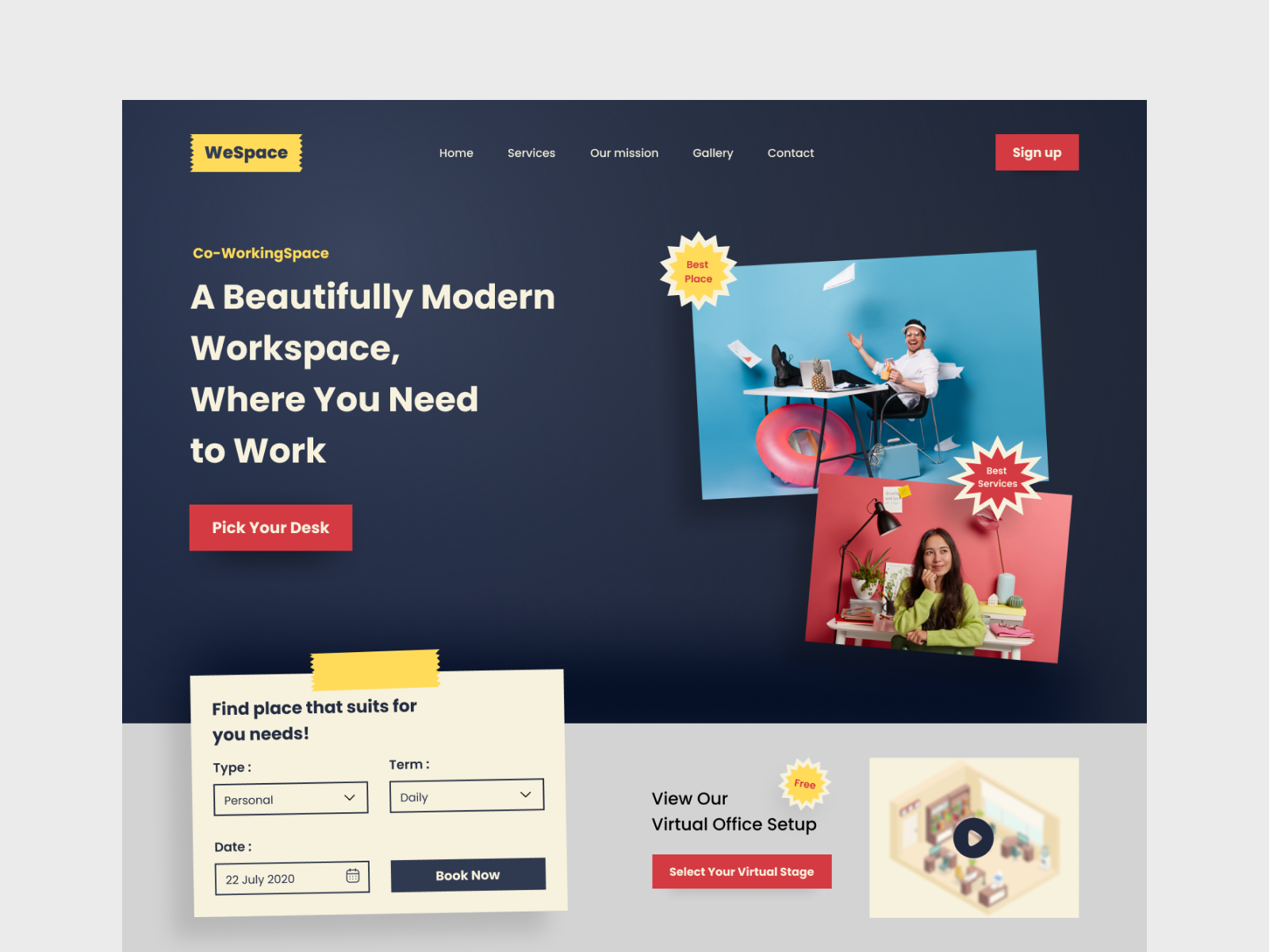 Co-Working Space Website by Fatemeh Golivari on Dribbble