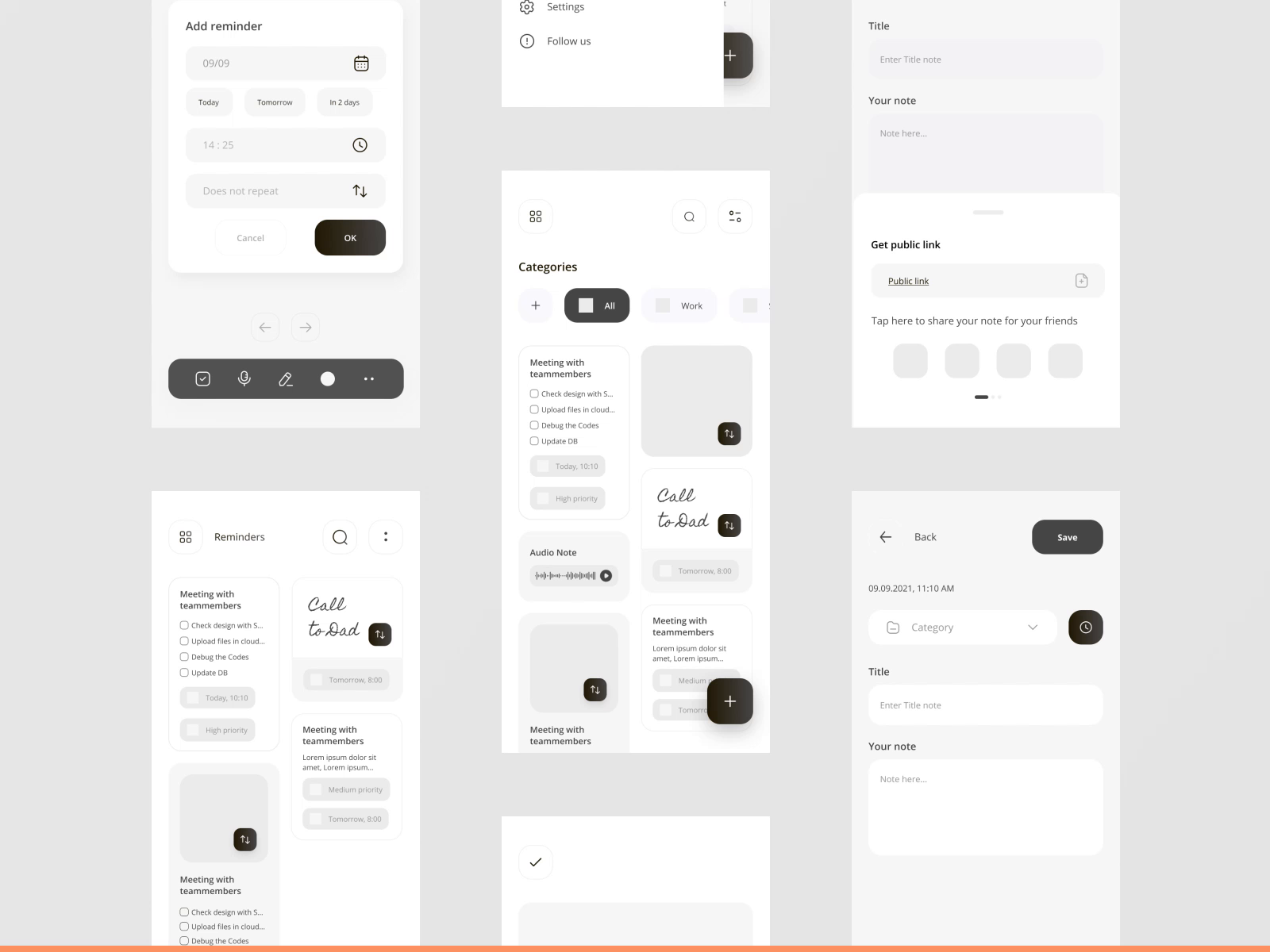 Keep my Note UI Kit - Wireframe by Fatemeh Golivari on Dribbble