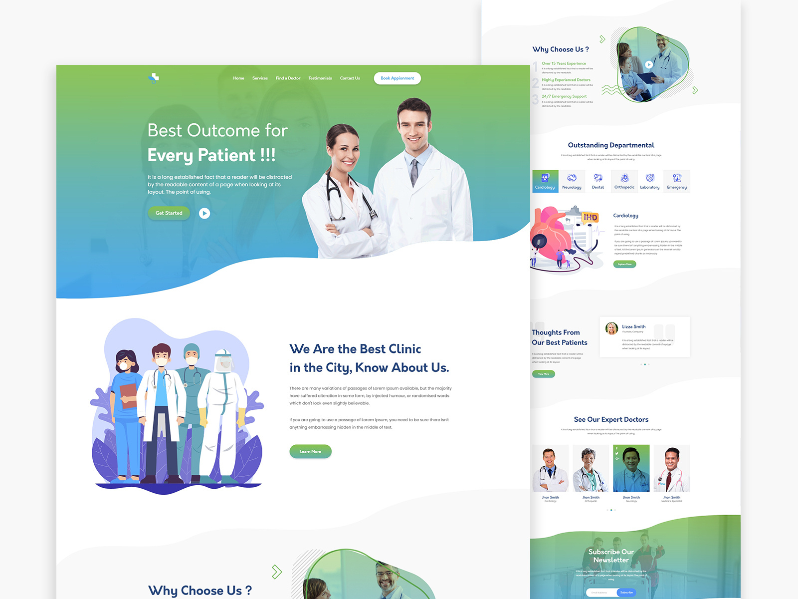 Hospital/Clinic Website Landing Page by Finest Web Geek on Dribbble