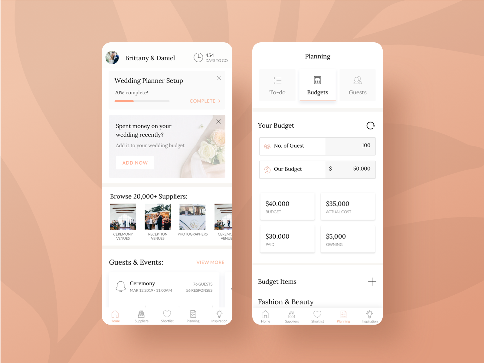 Easy Weddings App Design by DreamWalk Apps on Dribbble