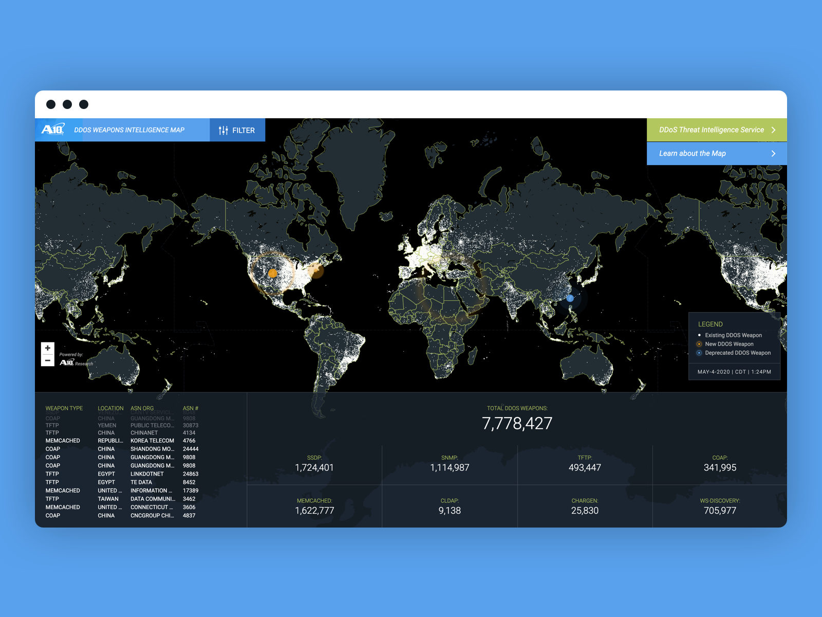 A10 Networks - DDoS Threat Intelligence Map by Arlton Lowry for Few on ...