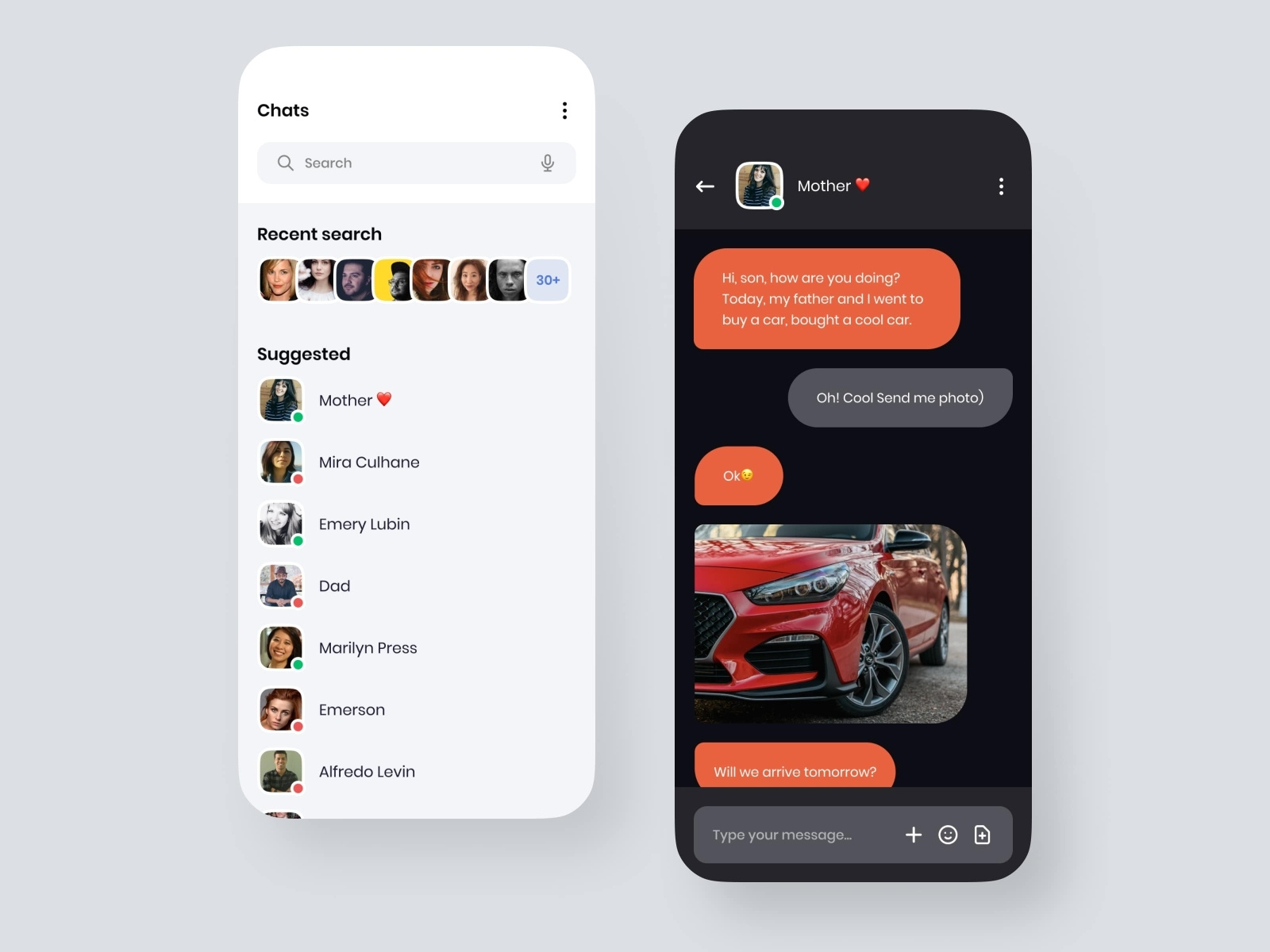 Chat App UI Design by Misha Dupliakin for Elixirator on Dribbble