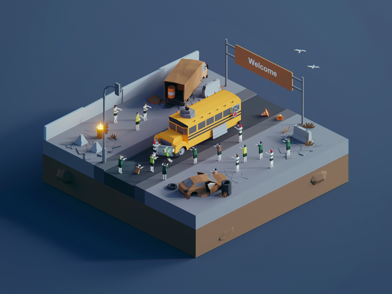 Low Poly Worlds: Zombie Apocalypse by Pavel Novák on Dribbble