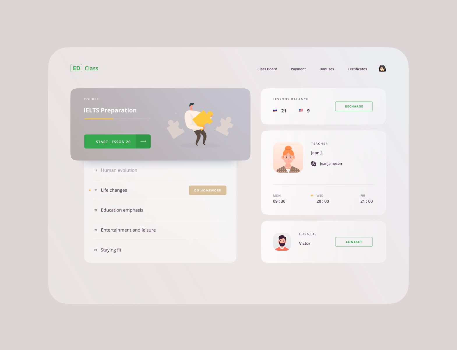ED Class Dashboard by Greg on Dribbble
