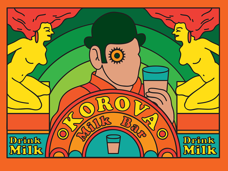 Korova Milk Bar - Postcard Art Show by Scott Balmer on Dribbble