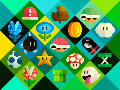 Mario items by Scott Balmer on Dribbble