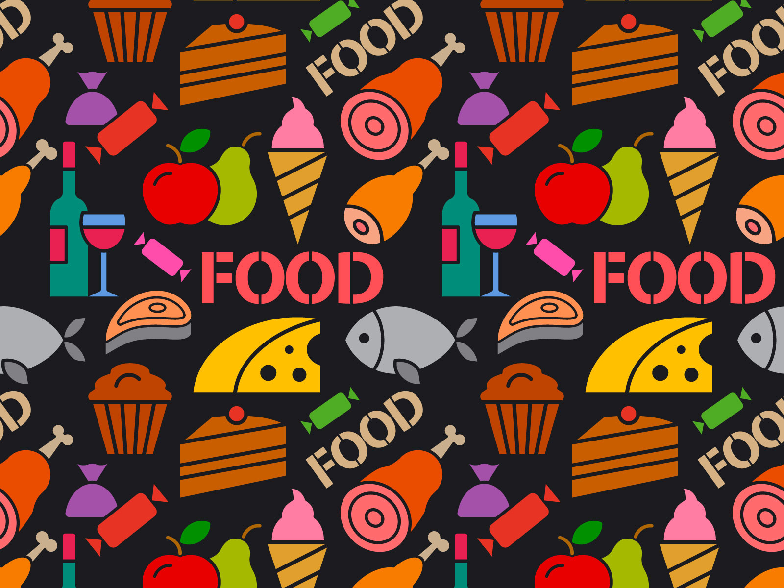 Food and grocery seamless pattern by Oleg on Dribbble
