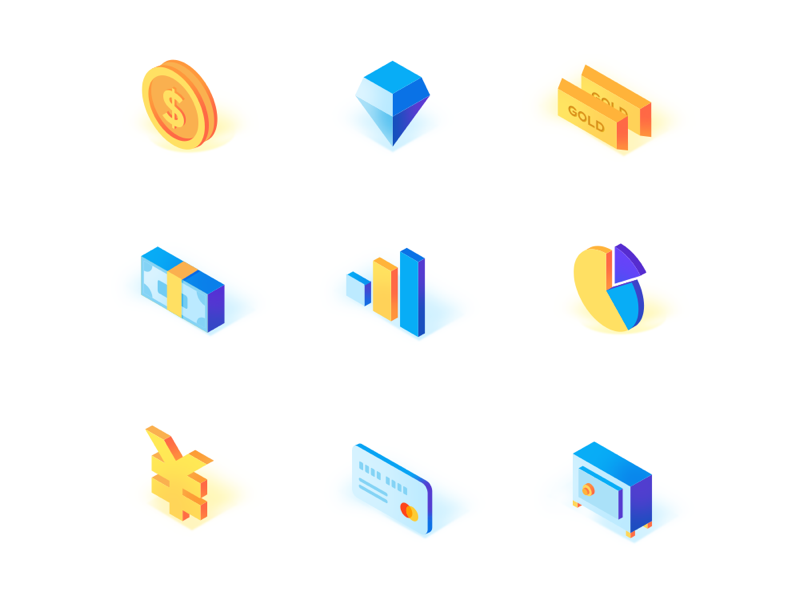 Isometric icons by Anqi Zhang on Dribbble