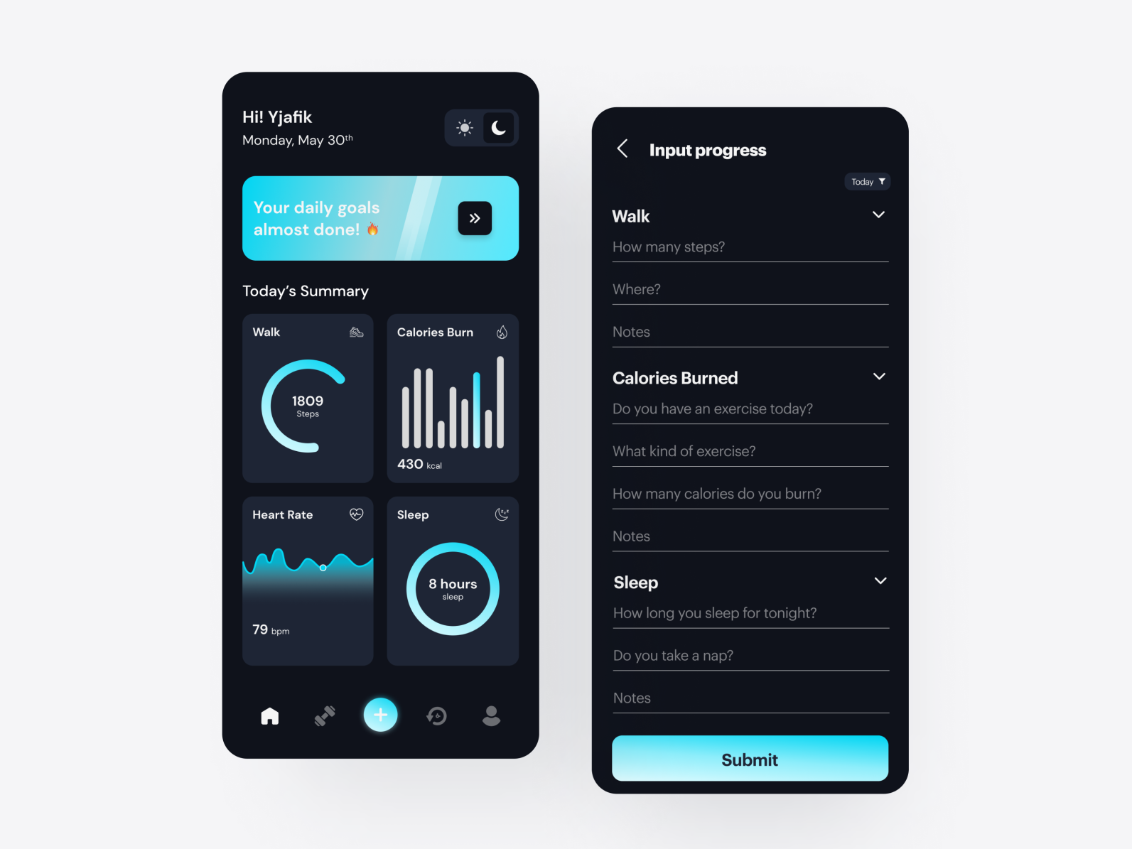 Health Tracker App by Zufa on Dribbble