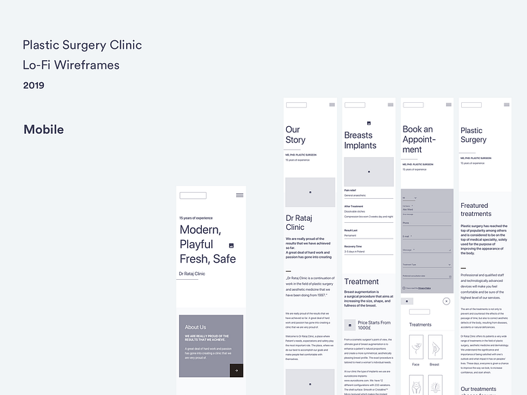Lo-Fi Wireframes #2 - Plastic Surgery Clinic by Tomasz Trefler on Dribbble