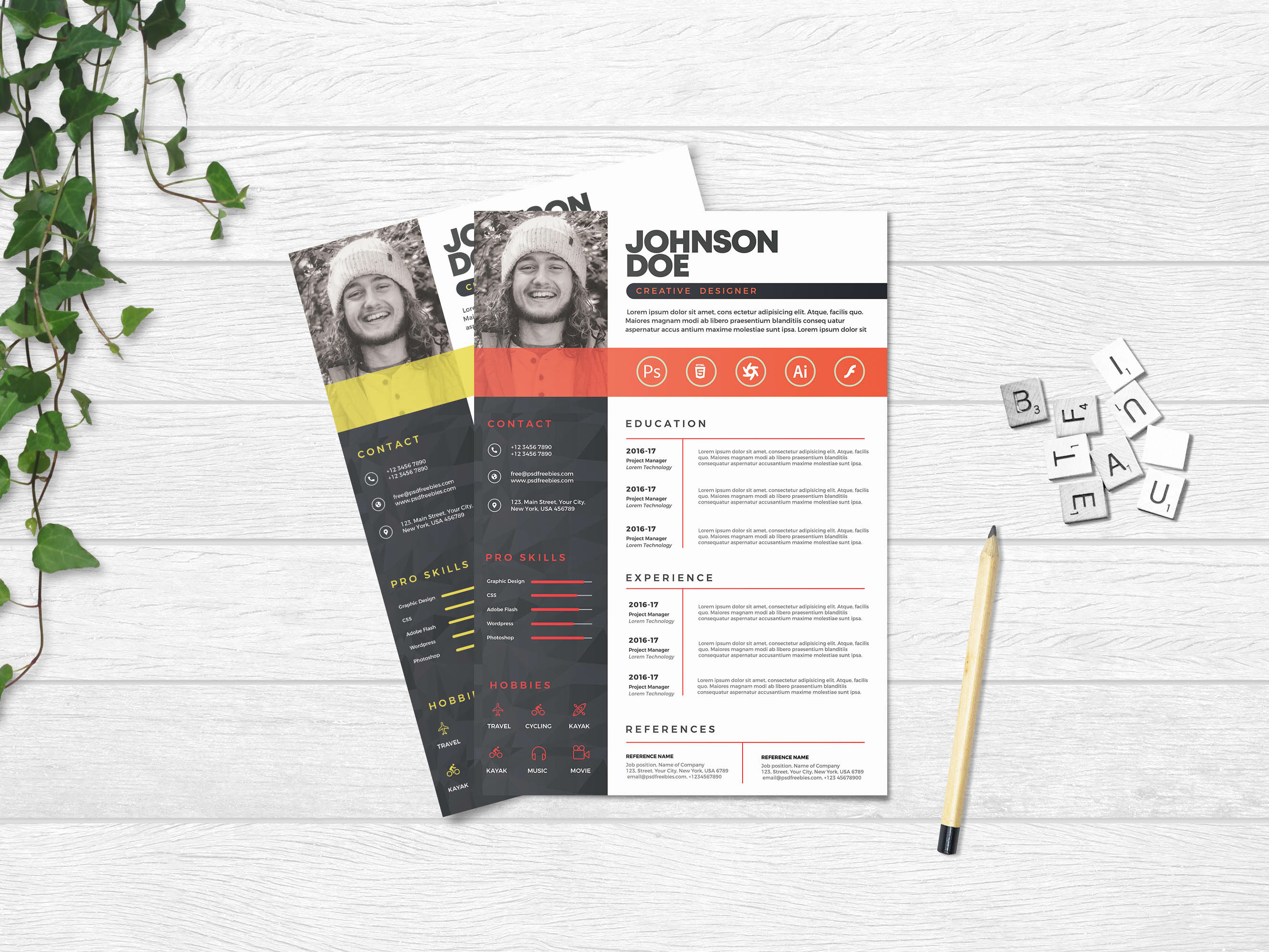 Free Professional CV/Resume PSD Template by James Han on Dribbble