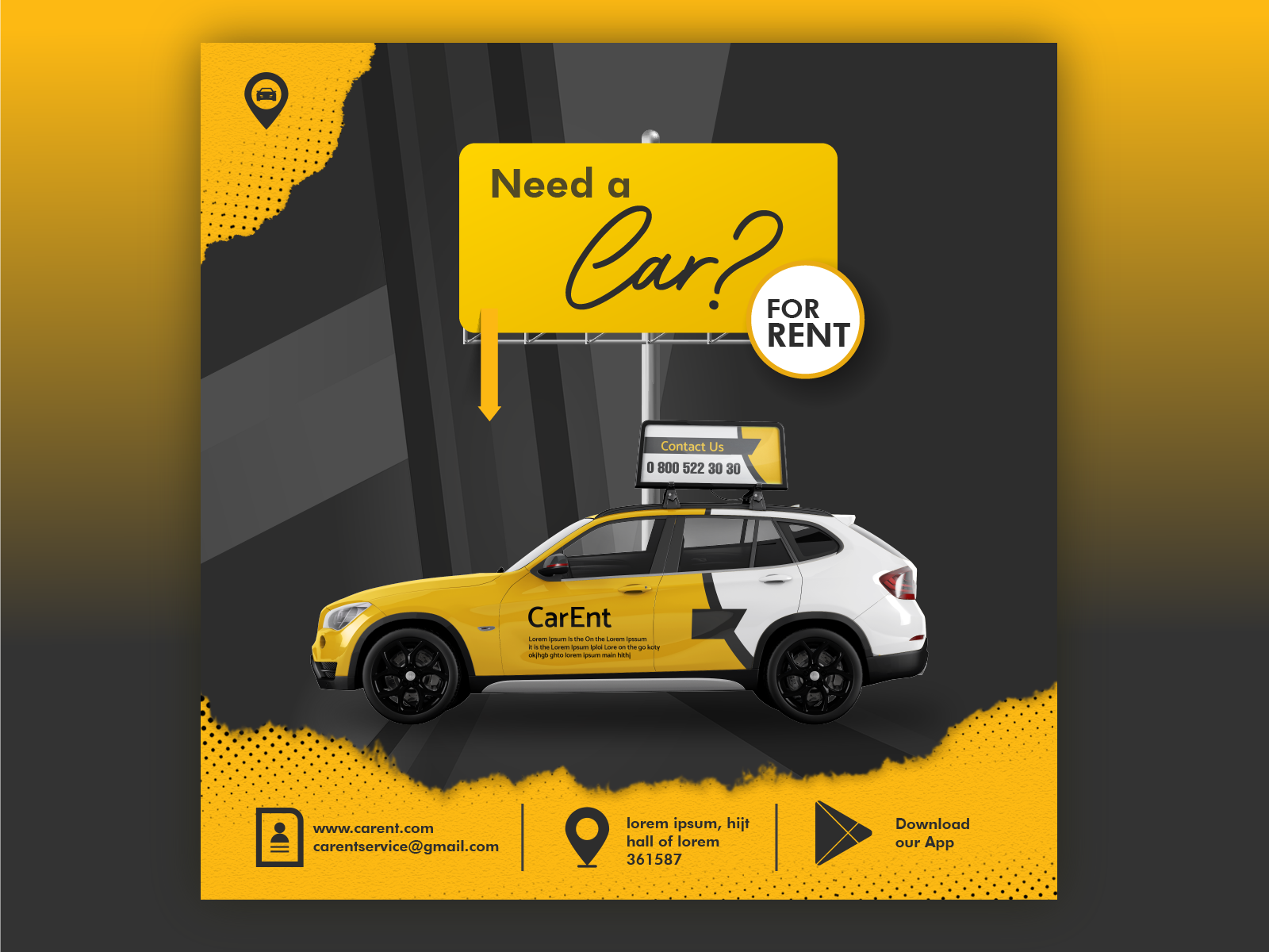 CarEnt - Car Rental Banner Mockup by NFlow Tech on Dribbble