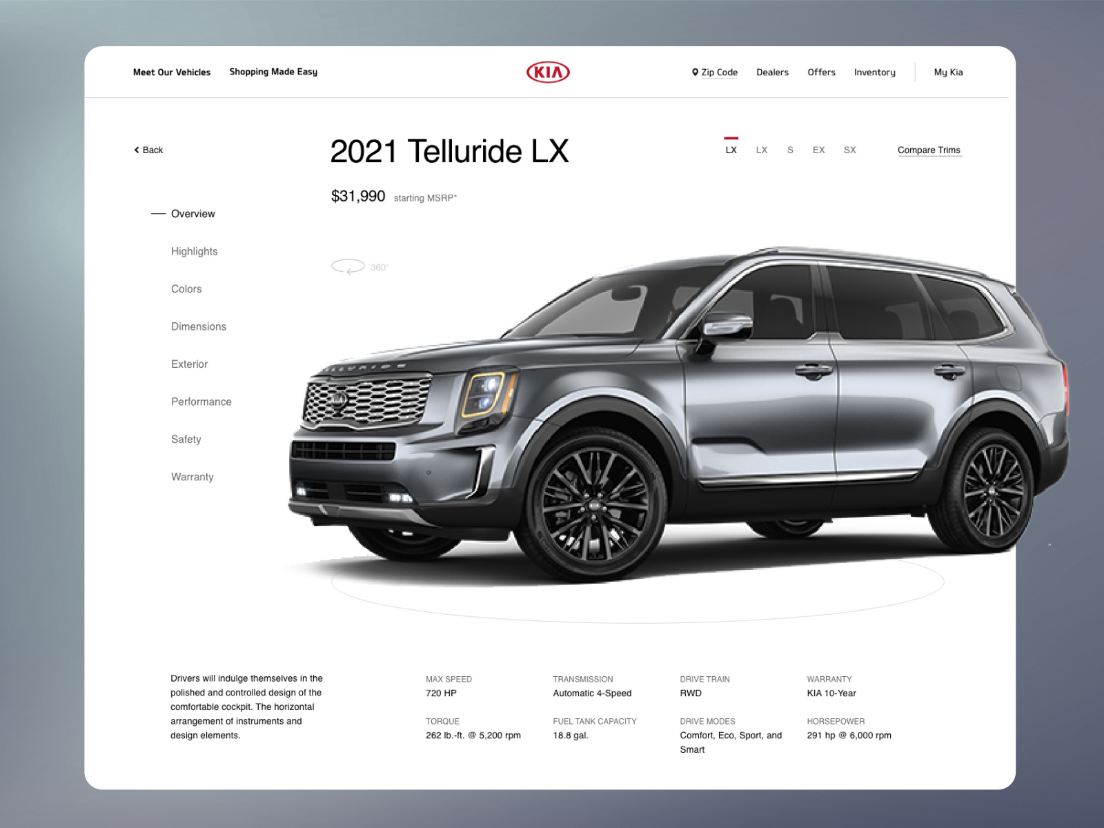 KIA's Telluride - Landing Page by Wellington Mota on Dribbble