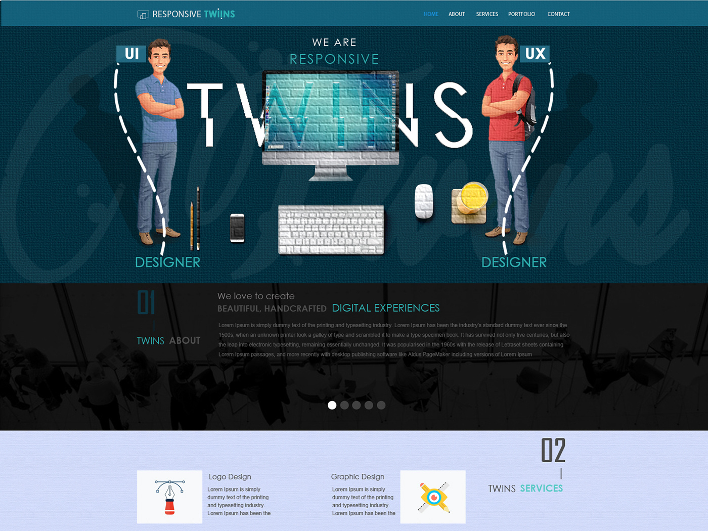 Responsive Twins - Design 2 by Qutubuddin Hassan on Dribbble
