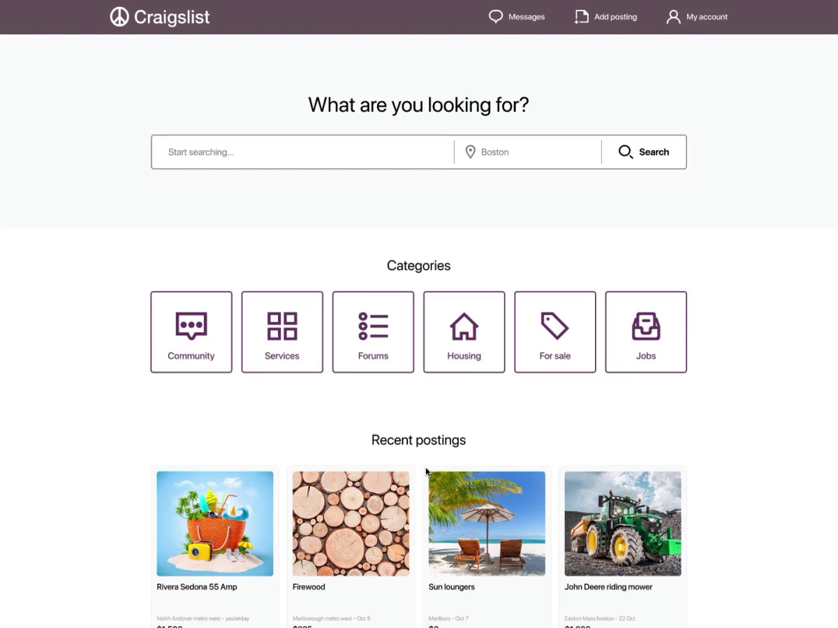 Craigslist redesign concept by Dawid Mejster on Dribbble