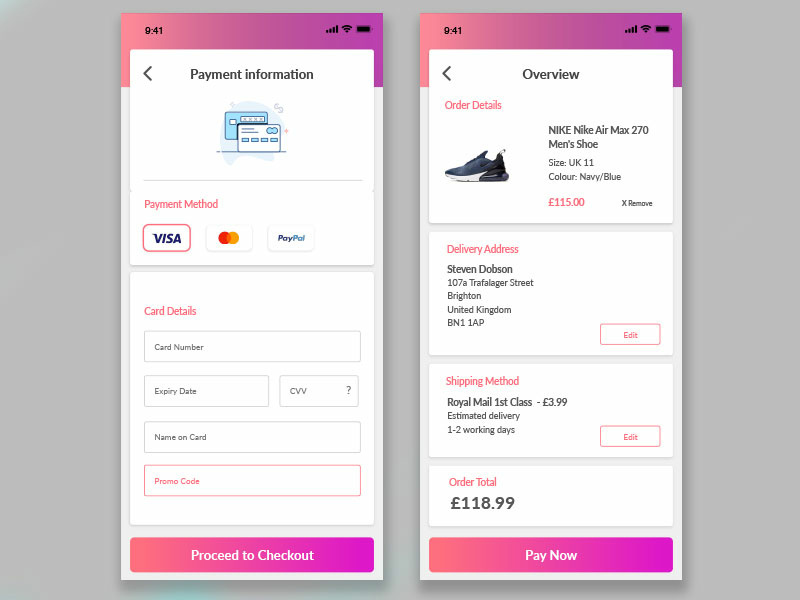 Daily UI Challenge #002 - Checkout Screen by Tom Bird on Dribbble