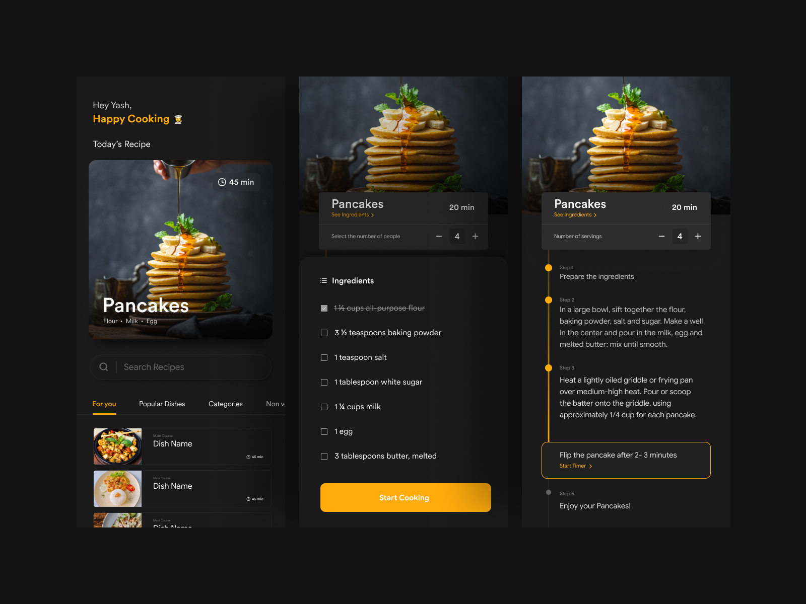 Cooking Instruction and Recipe App by Yashvardhan Bhardwaj on Dribbble