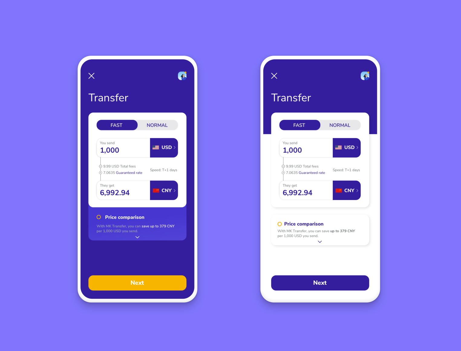 Remittance calculator page by Jasmine W on Dribbble
