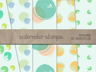 Watercolor Stamp Patterns & Digital Papers by Uma Gokhale on Dribbble