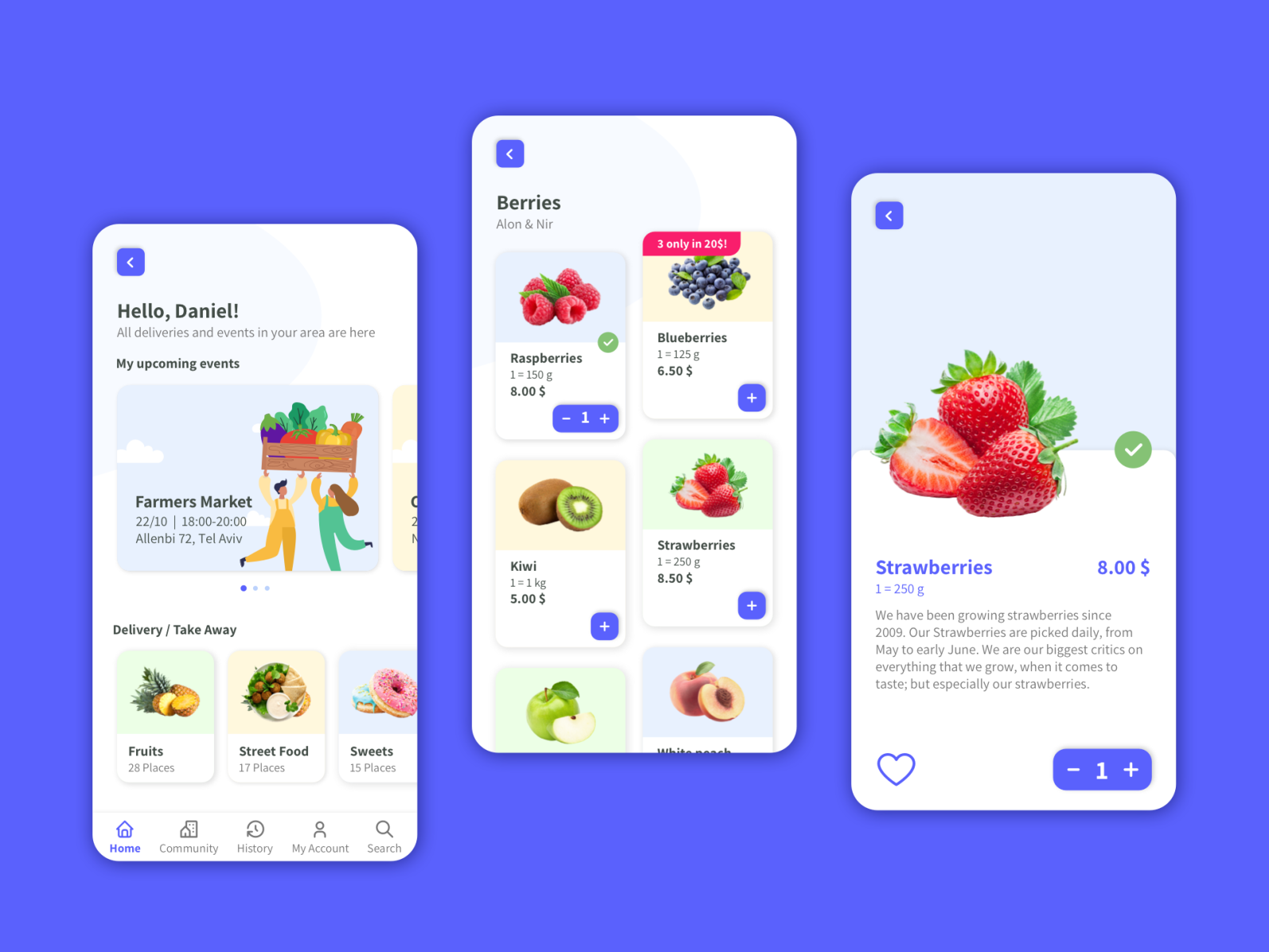 Communi App screens by Lee Orenshtein Tabibian on Dribbble